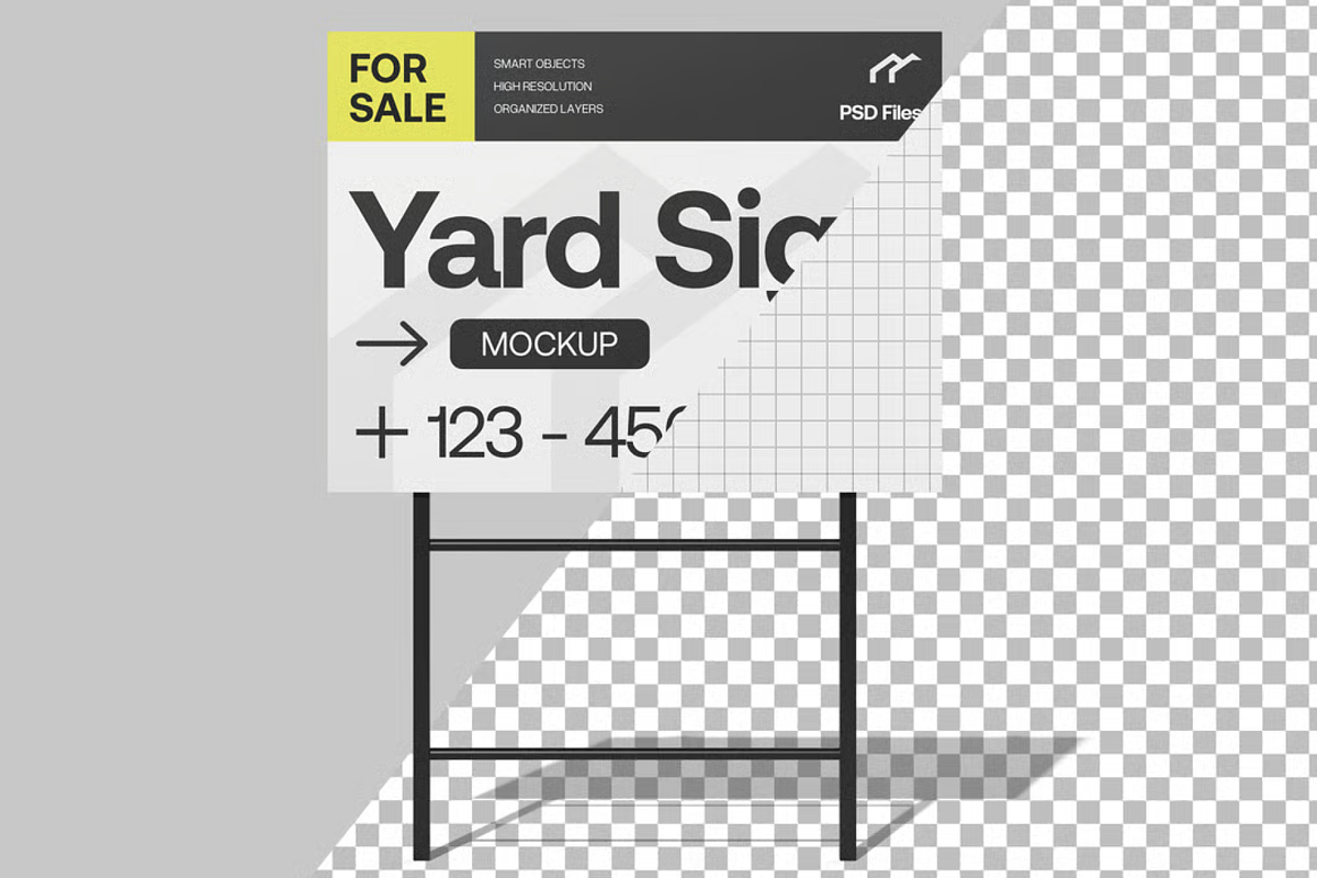 Yard Sign Mockup Outdoor View, an Advertising Mockup by graphicsauce