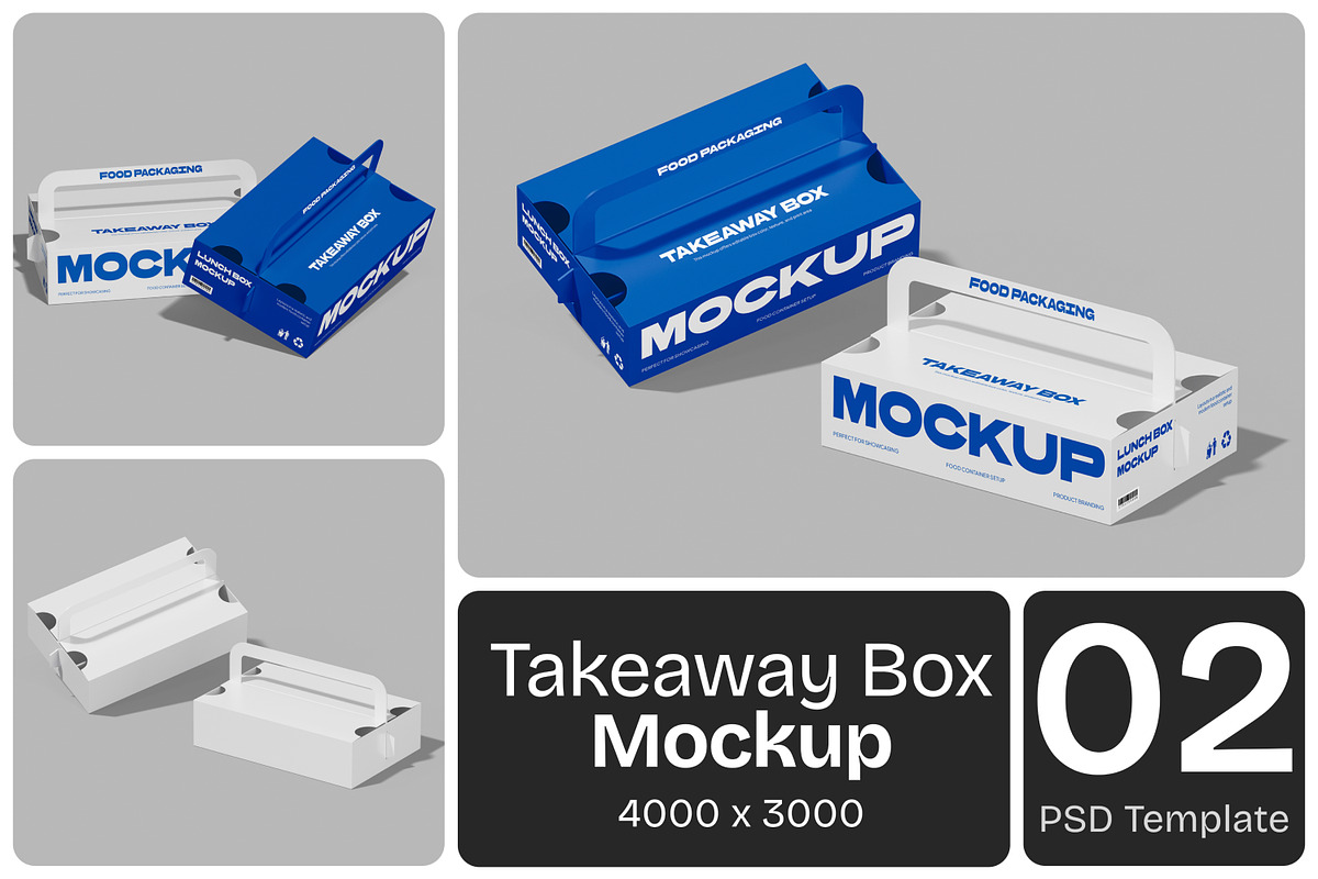 Takeaway Box Mockup, a Packaging Mockup by Permadi Creative