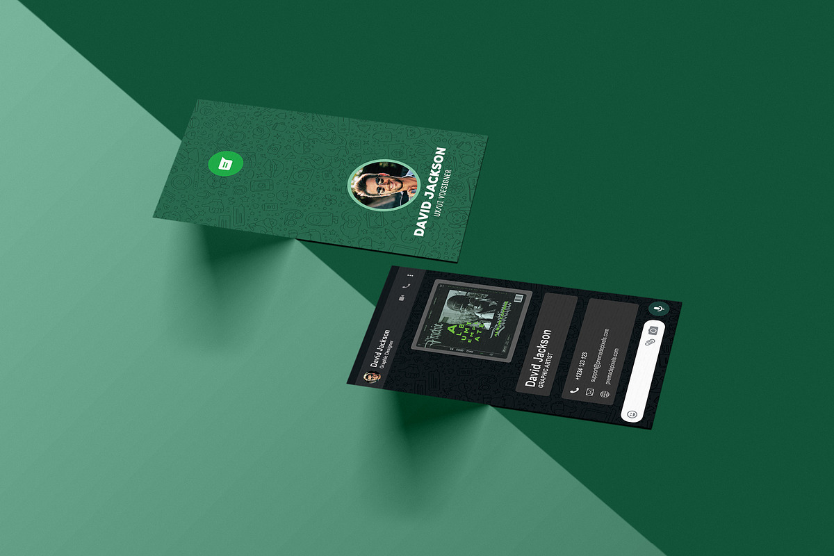 WhatsApp Business Card, a Business Card Template by PremadePixels.com