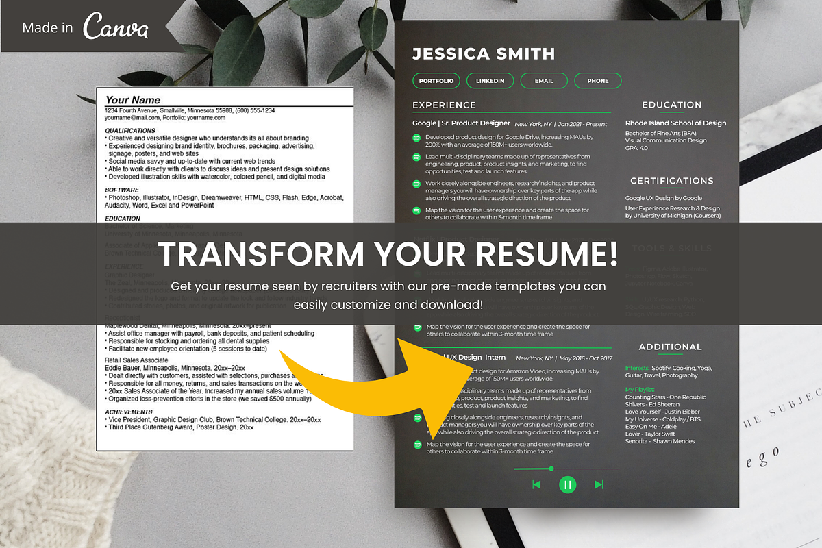 Spotify Resume Template 2023 ATS CV