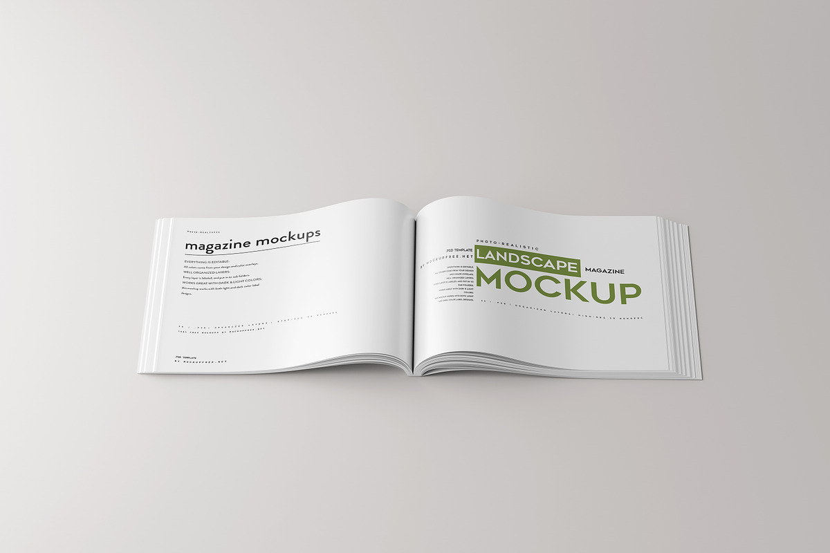 Horizontal Open Magazine Mockup, a Books & Magazine Mockup by ...