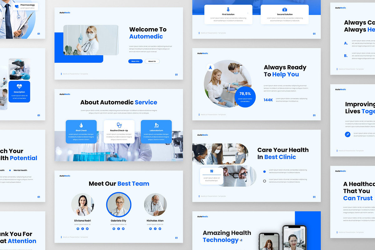 AutoMedic - Medical PowerPoint, a Presentation Template by GraphauseProject