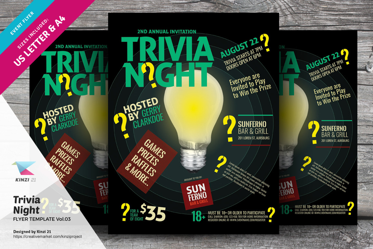 Trivia Night Flyer Template Vol.03, a Flyer Template by kinzi21