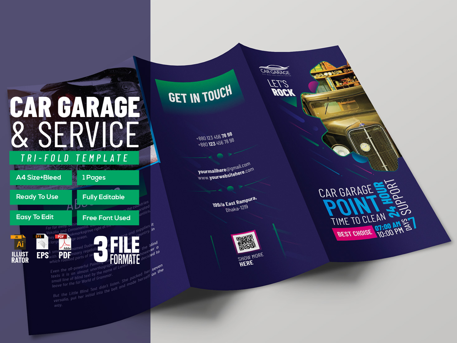 Car Garage Tri-Fold Template, a Brochure Template by MRI STUDIO