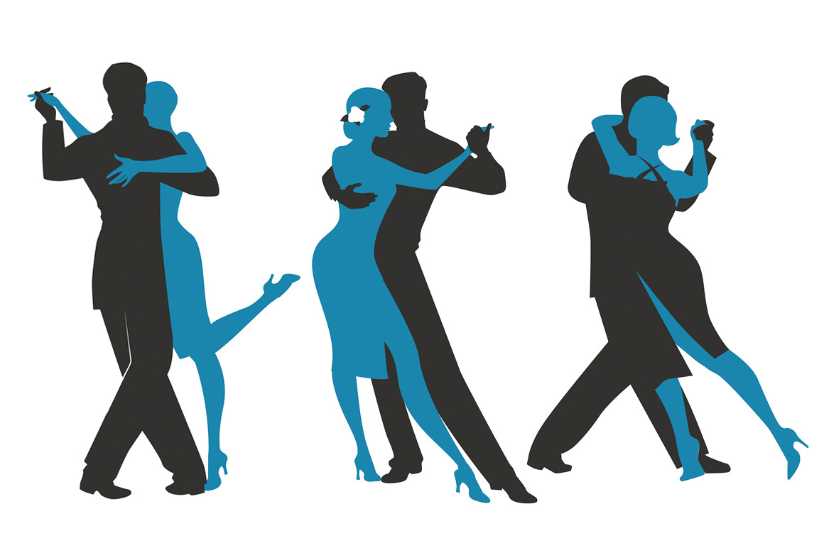 Three couples dancing tango, an Illustration by La Inspiratriz