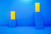 Blue stairs on blue background, an Abstract Photo by OSORIOartist