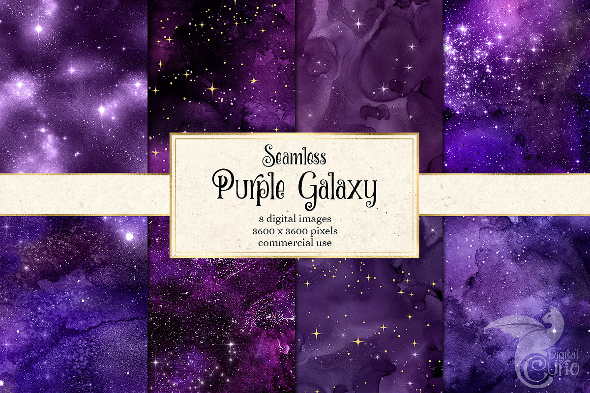Purple Galaxy Digital Paper, a Texture Graphic by Digital Curio