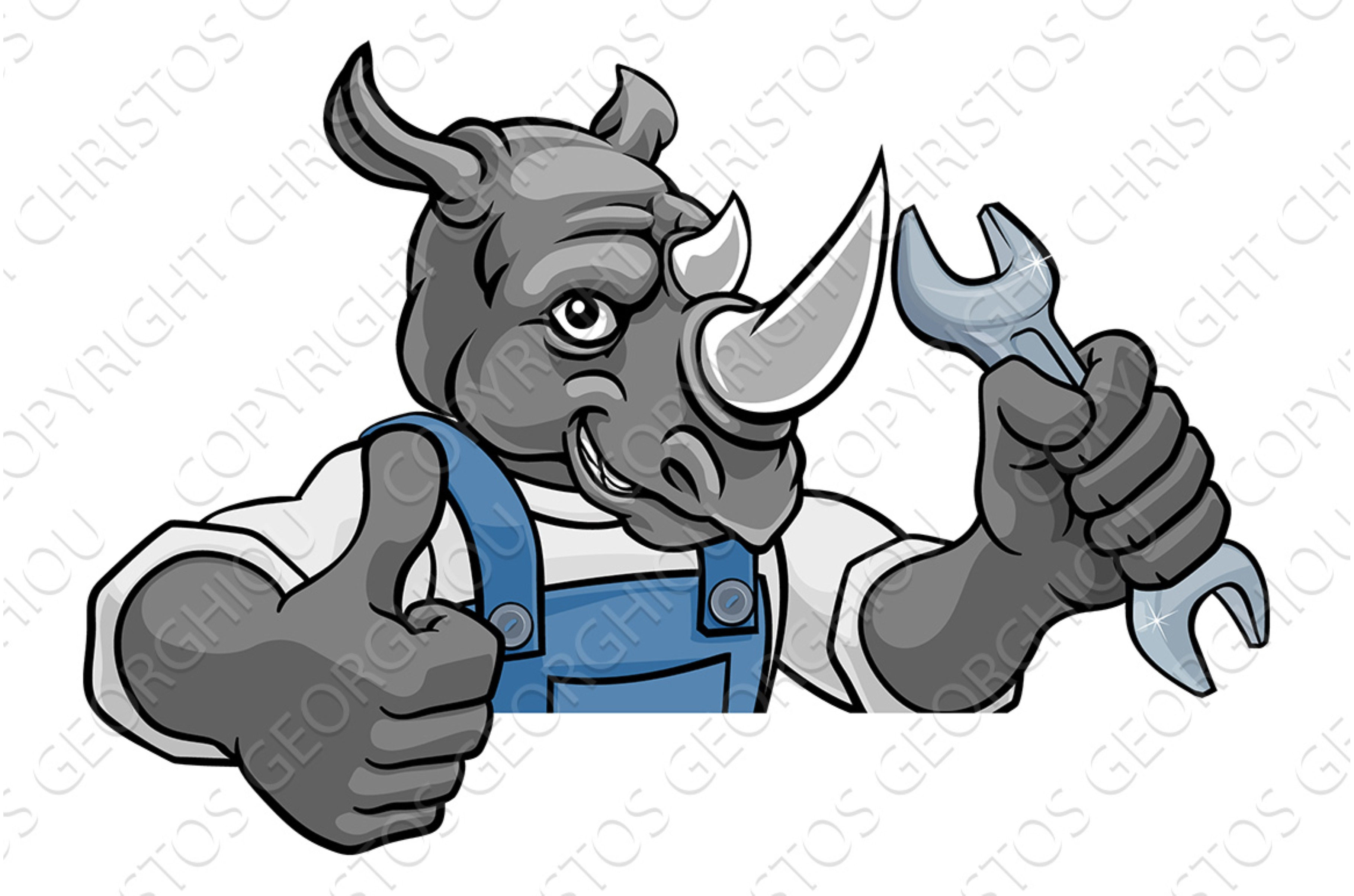Rhino Plumber Or Mechanic Holding, an Animal Illustration by Christos ...