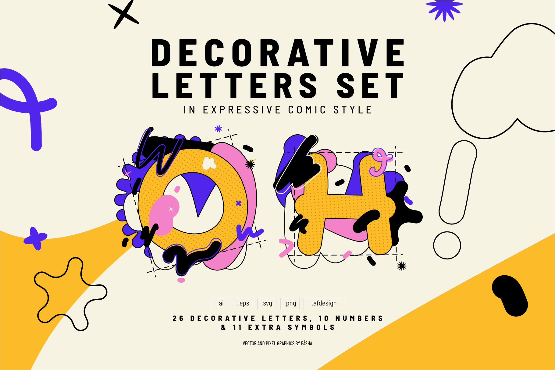 Letters in expressive comic style