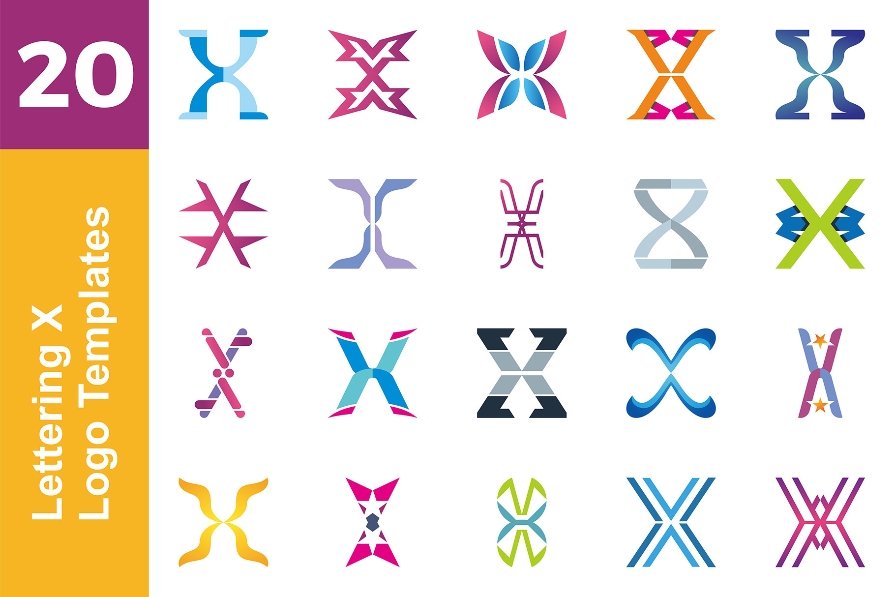 20 Logo Lettering X Template Bundle | Branding & Logo Templates ...