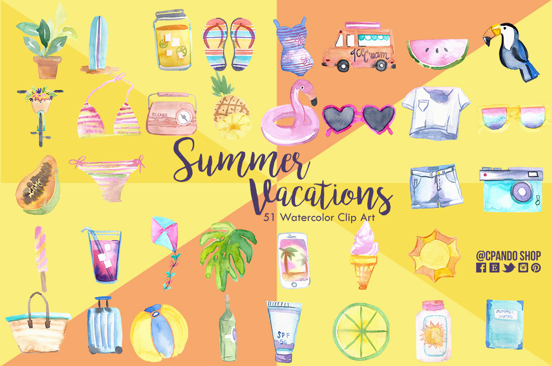 Summer vacations clip art, an Animal Illustration by CpandoShop
