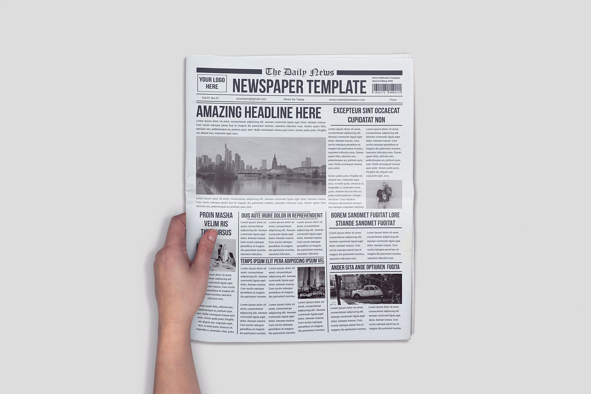 One Page Newspaper Template, a Stationery Template by Ultimate Template ...