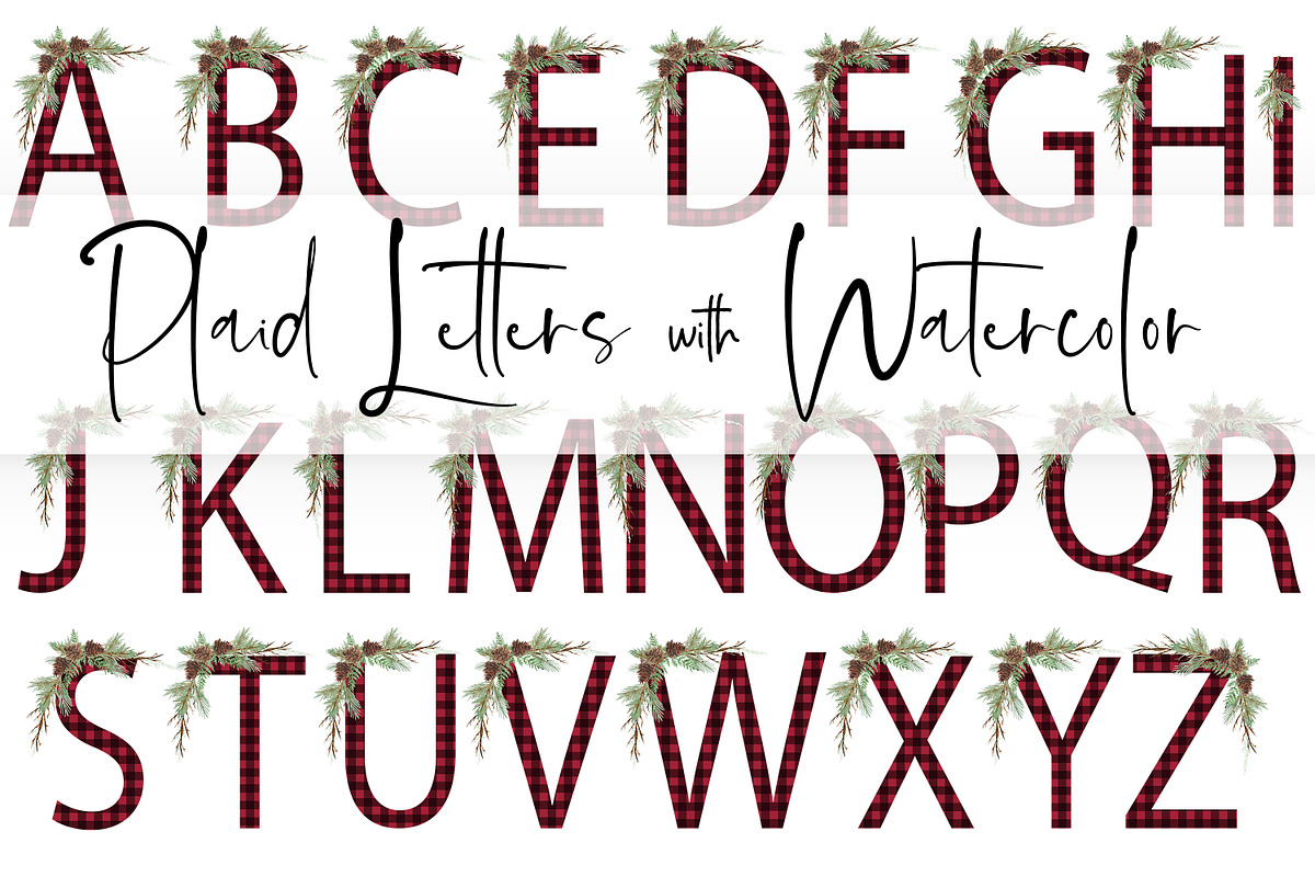 Buffalo Plaid Alphabet Letters, an Illustration by DailyMiracleDigitals,LLC