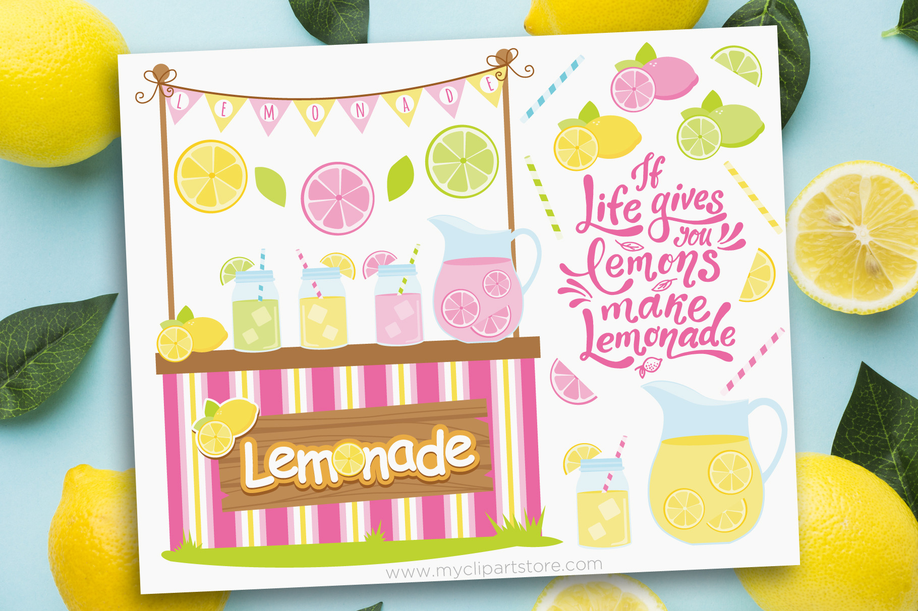 Pink Lemonade Stand Clipart, SVG, a Food Illustration by MyClipArtStore ...