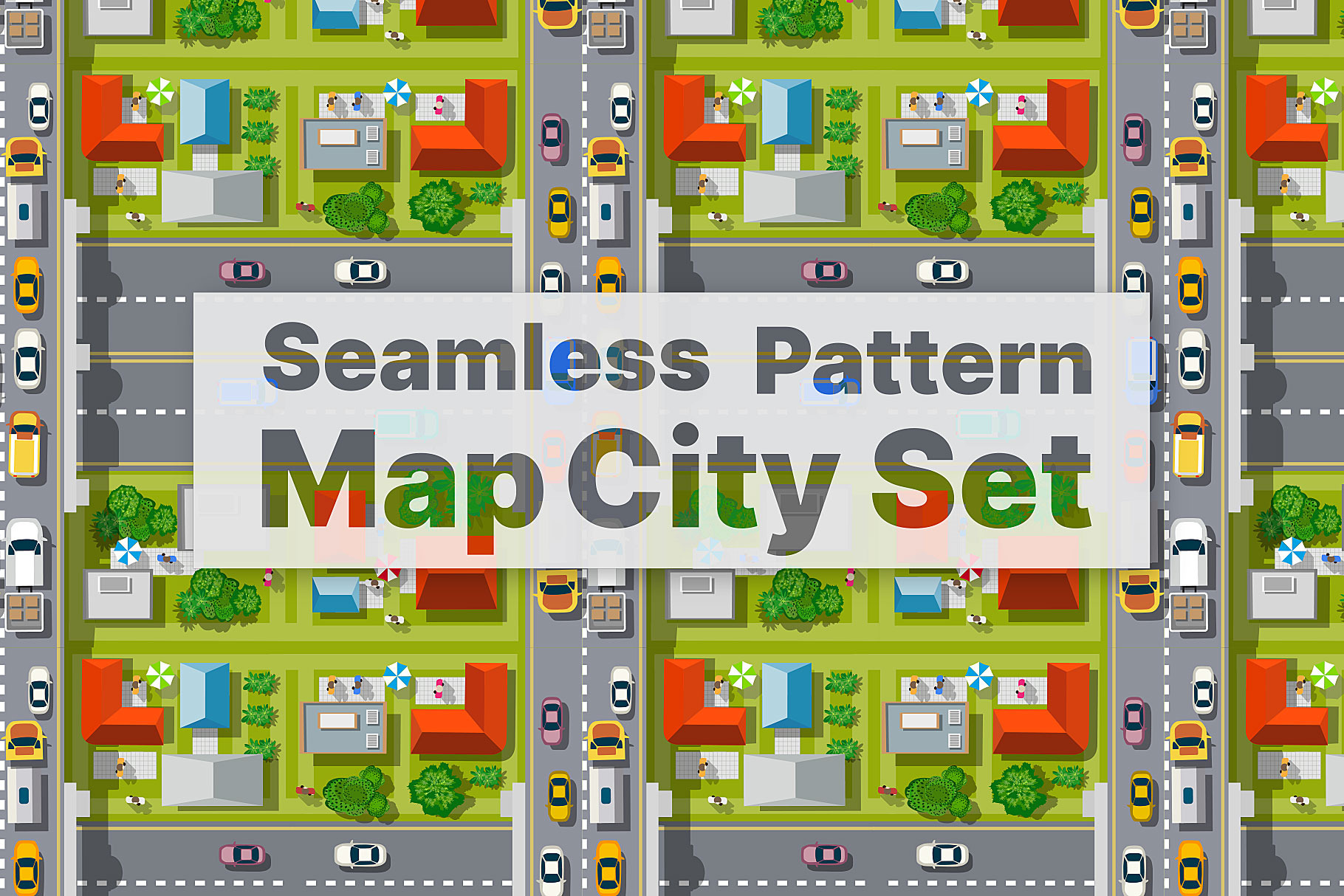 Seamless city pattern set