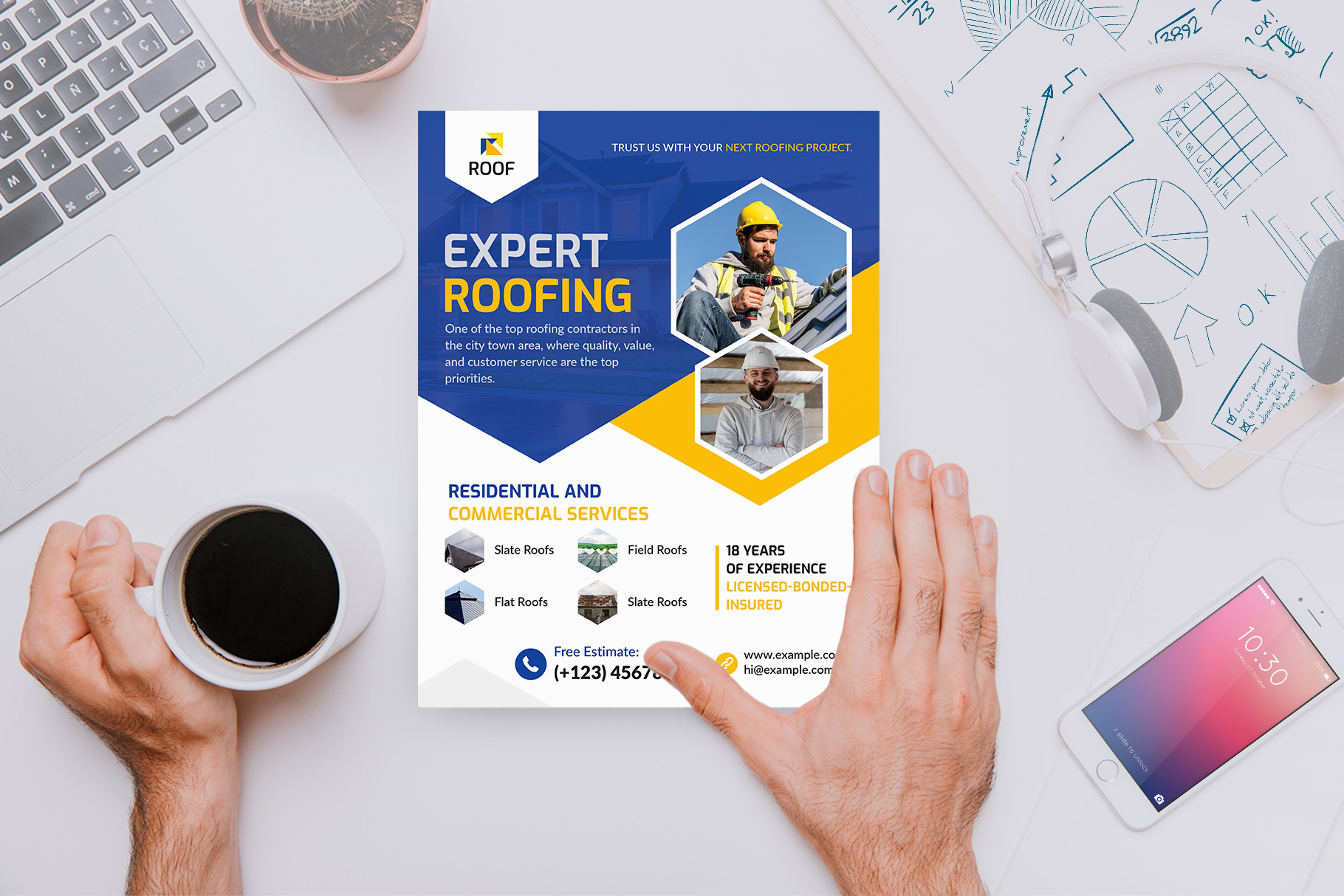 Roofing Flyer Template, a Flyer Template by DesignOriel