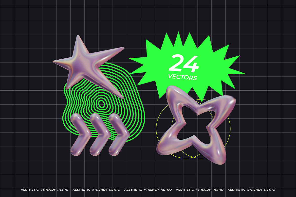 Y2k 3D Shapes Collection, an Object Graphic by AnnArt