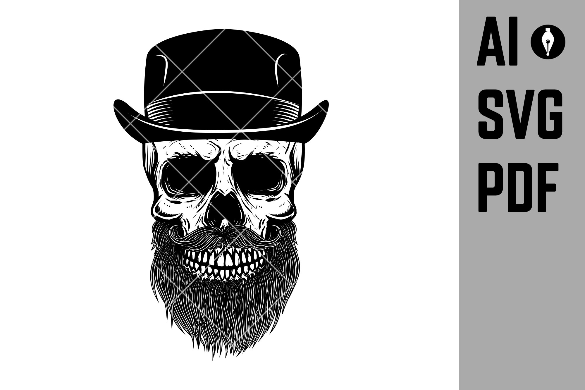 Illustration of bearded skull, an Illustration by Vectorhight