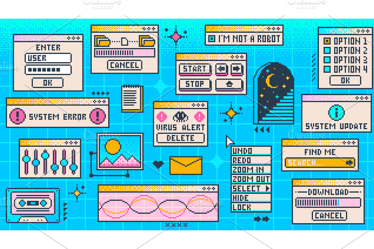 Computer window y2k pc interface, a Technology Illustration by Vector ...