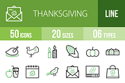 50 Thanksgiving Line Green Icons, an Outline Icon by IconBunny