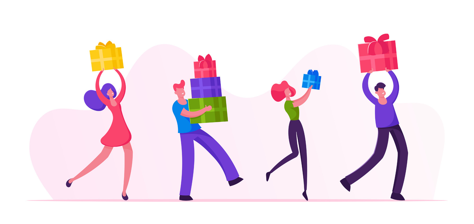 Happy People Carry Gift Boxes, a Person Illustration by Double Bubble ...