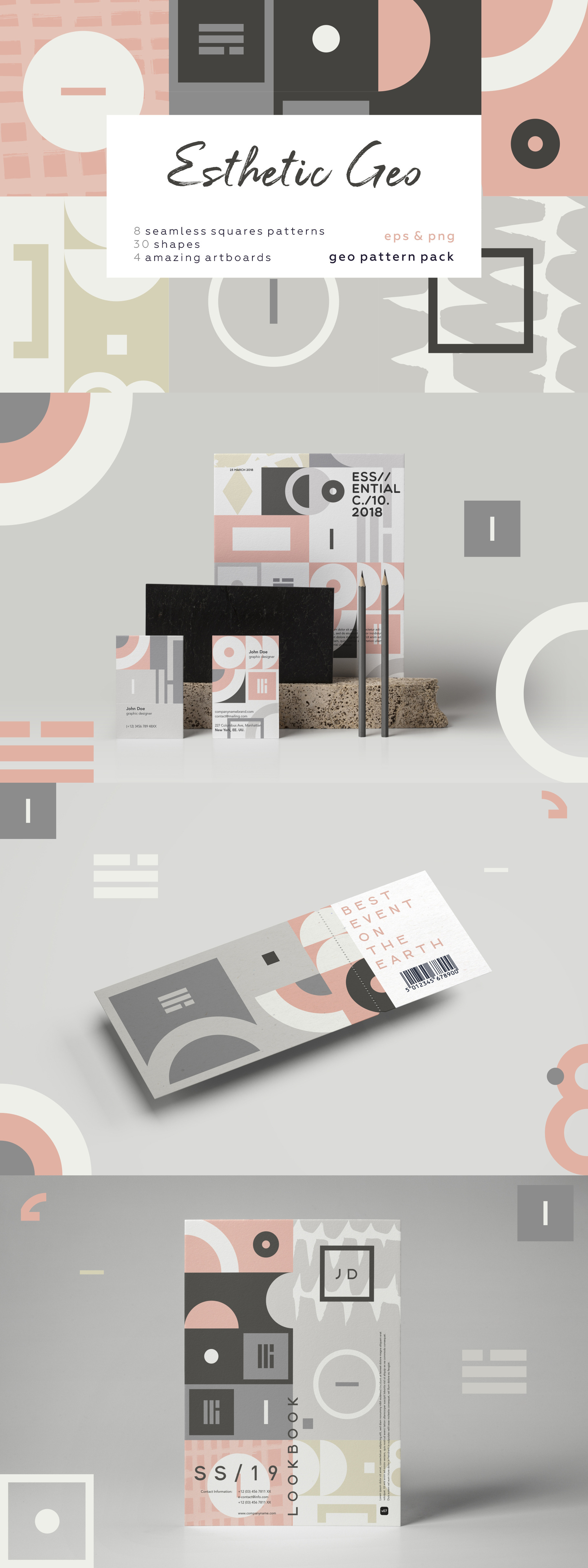 Esthetic Geometric pattern set, a Pattern Graphic by lisa_kalev