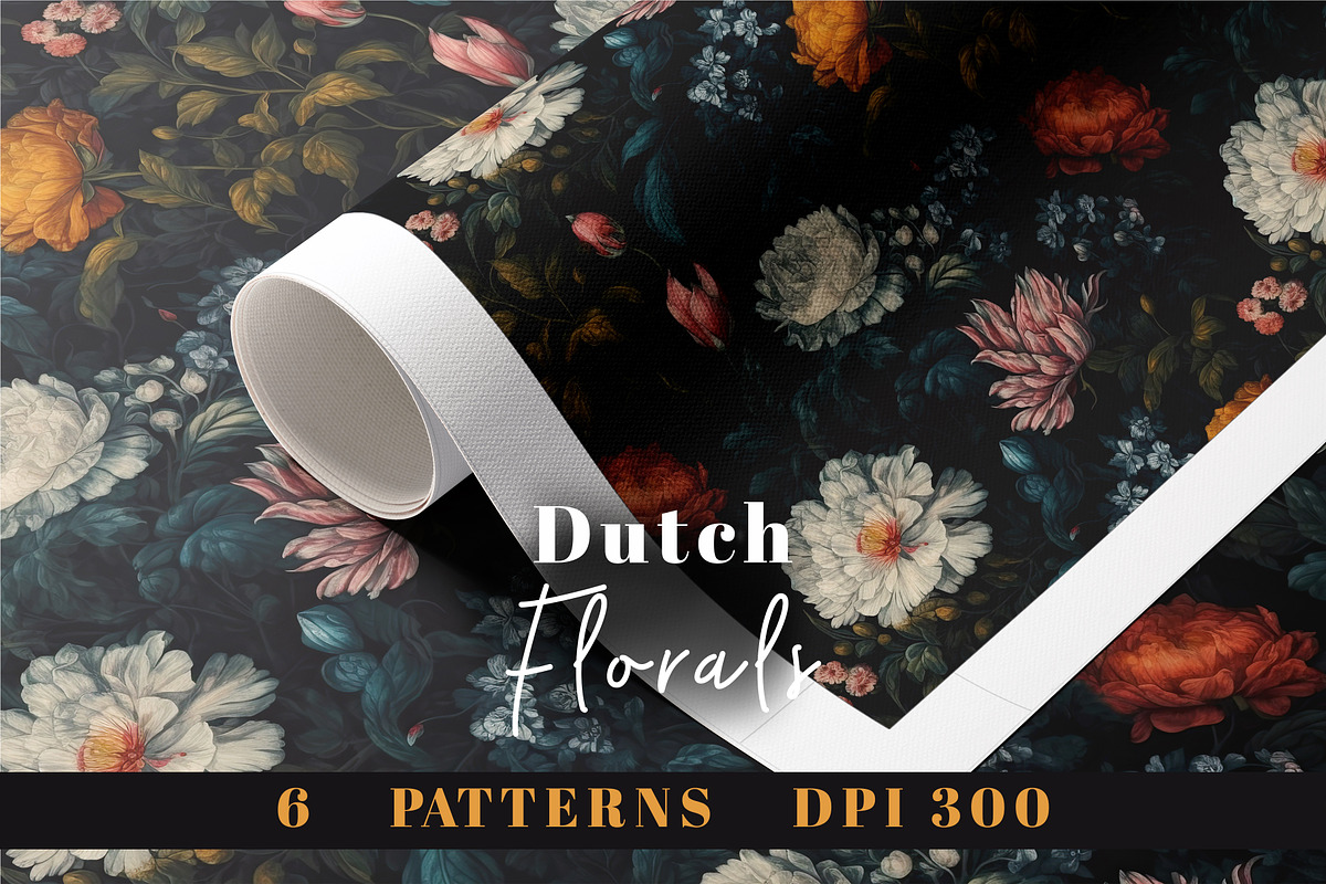 Dutch Floral Vintage Seamless Patterns
