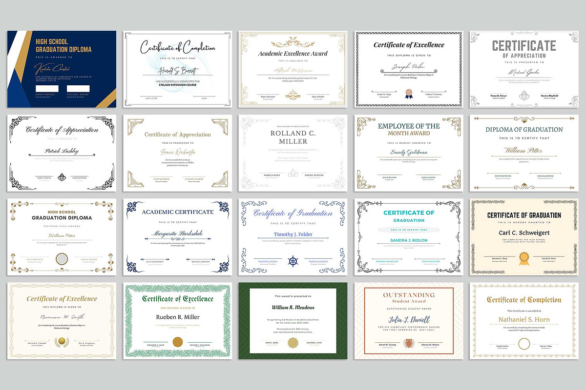 100+ Canva Certificate Bundle, a Stationery Template by Amit Debnath ...