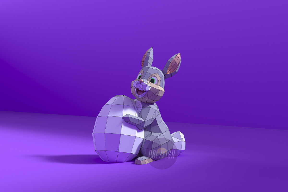 Easter Bunny 3D model template, a Graphic by PolyFish | Creative Market