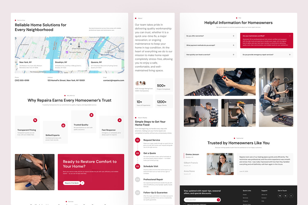 Home Repair Service Landing Page, an UI Kit Template by peterdraw