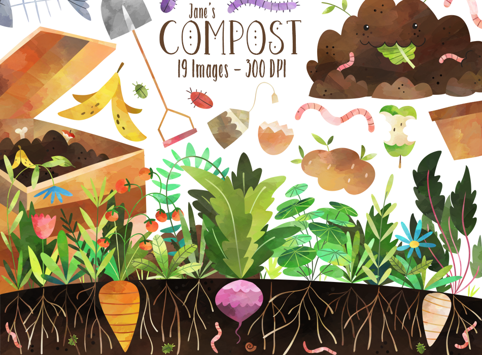 Watercolor Compost Clipart, an Illustration by DigitalArtsi