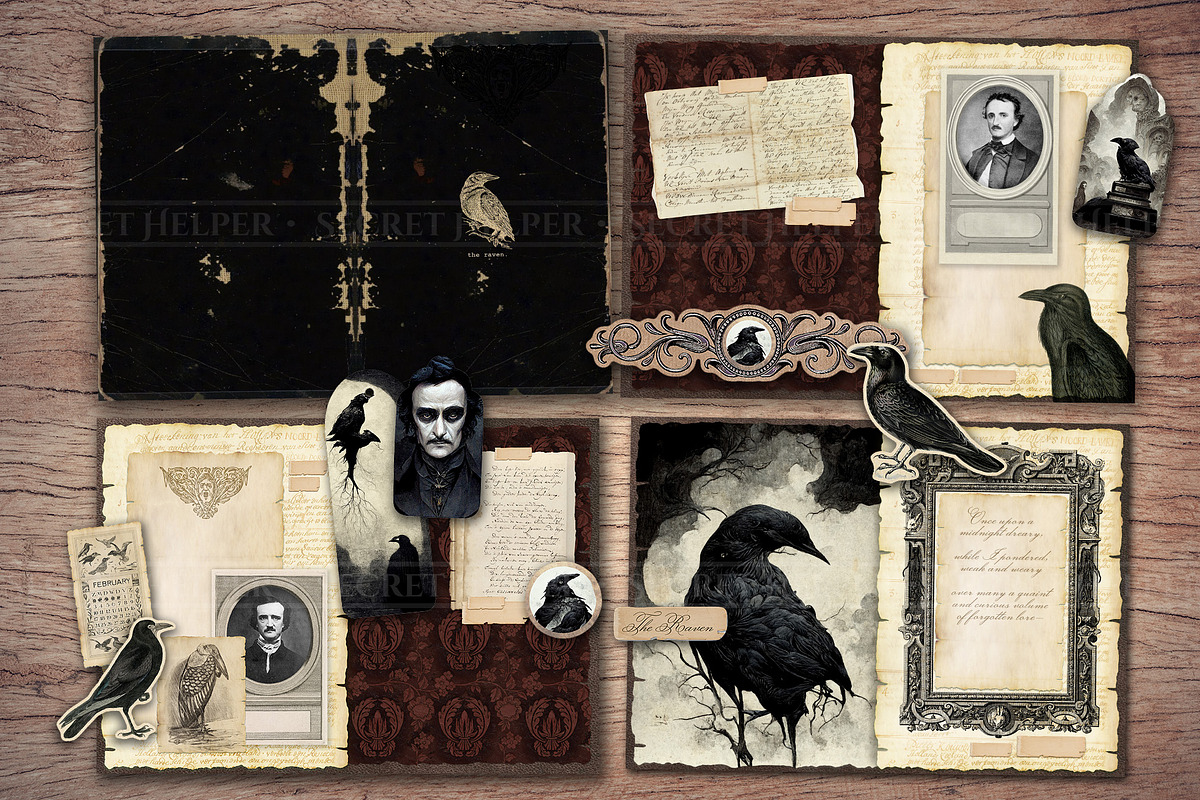 The Raven Scrapbook Kit, an Illustration by Secret Helper