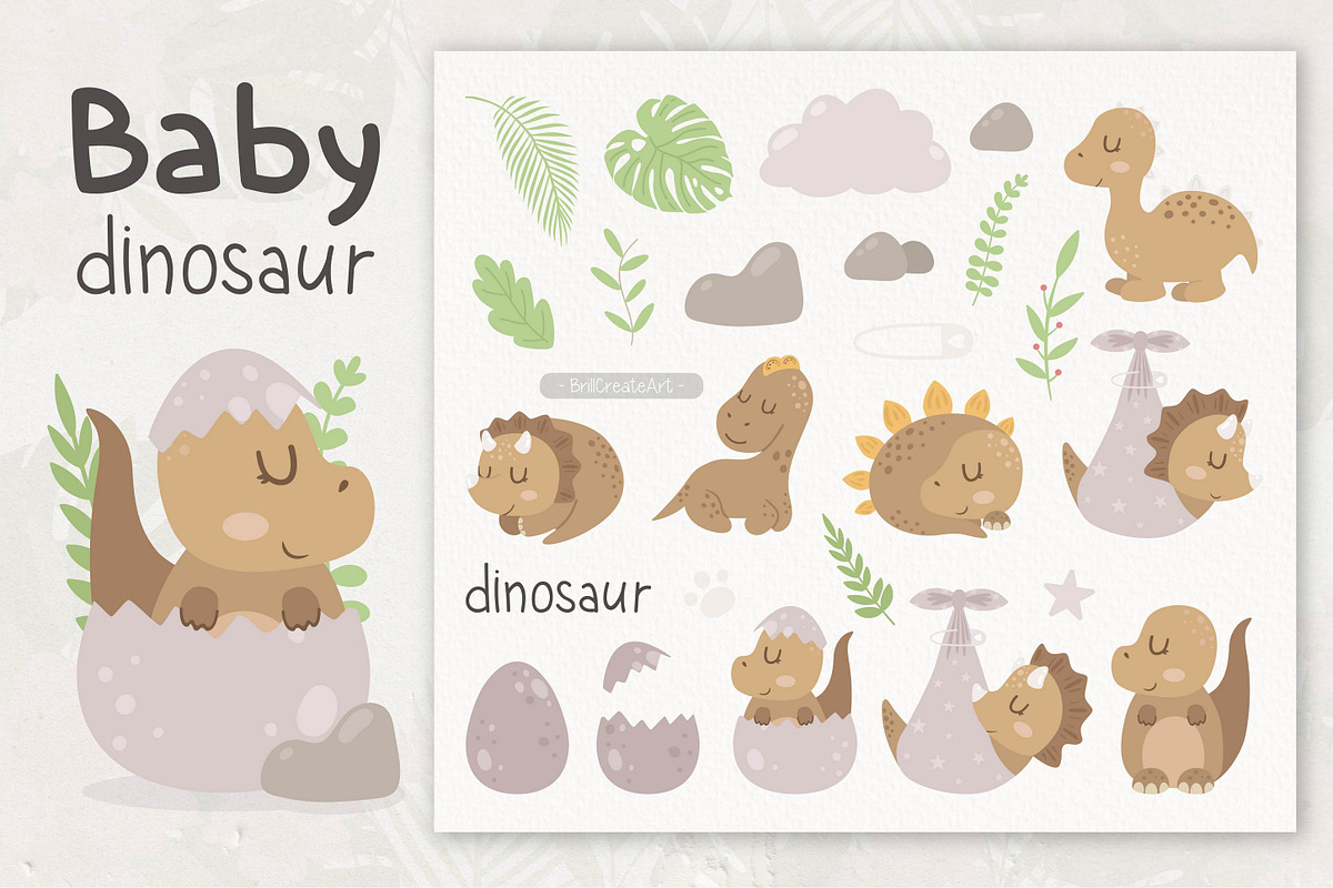 Little Dinosaur - Cute Baby Clipart, a Decorative Illustration by ...
