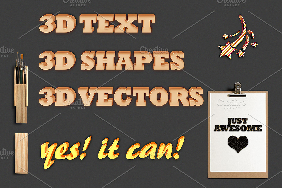 Mega Bundle 250+ 3D Text Styles, a Layer Style Add-On by Tzochko