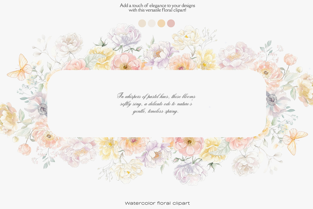Subtle Watercolor Floral Clipart Set, a Decorative Illustration by ...
