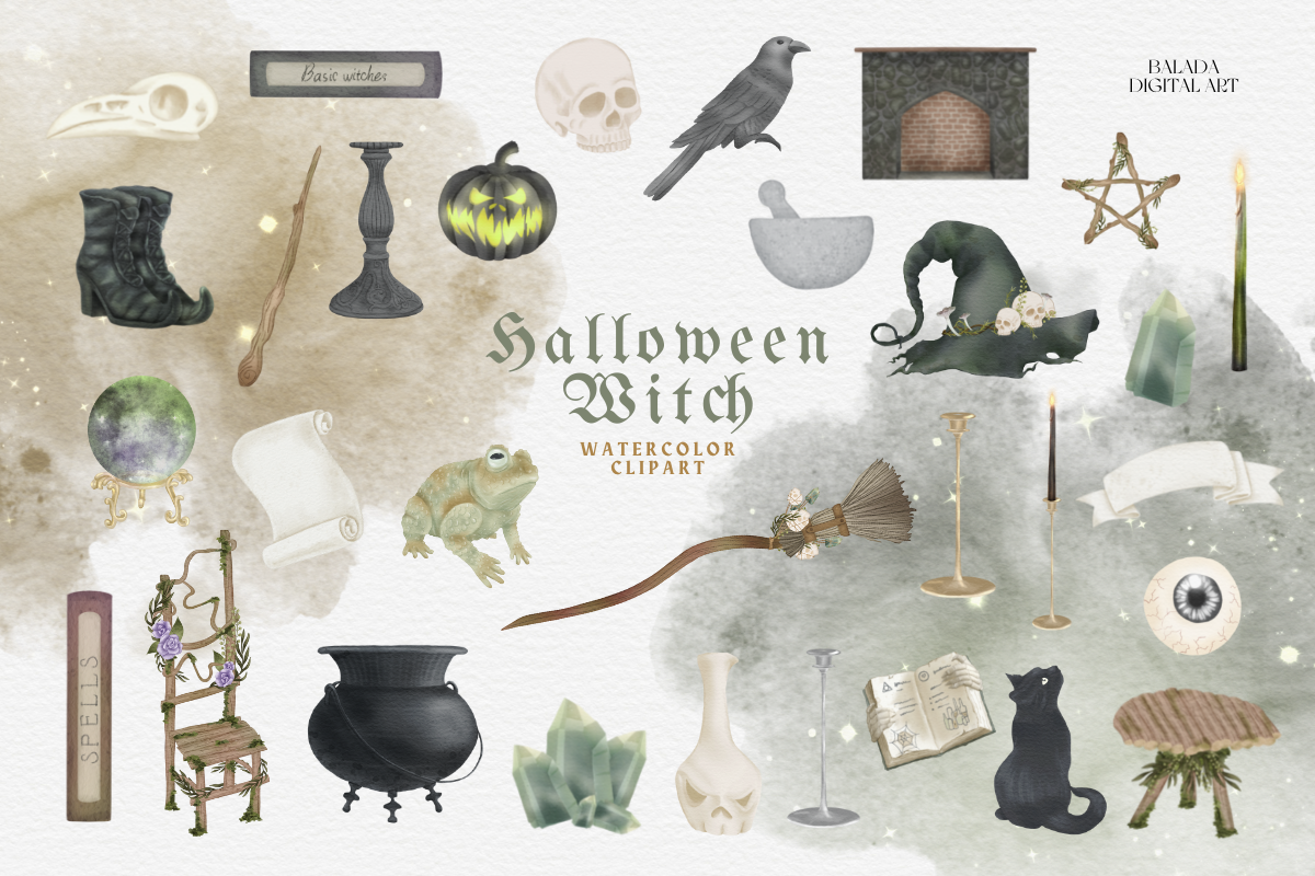 Halloween Witch clipart bundle