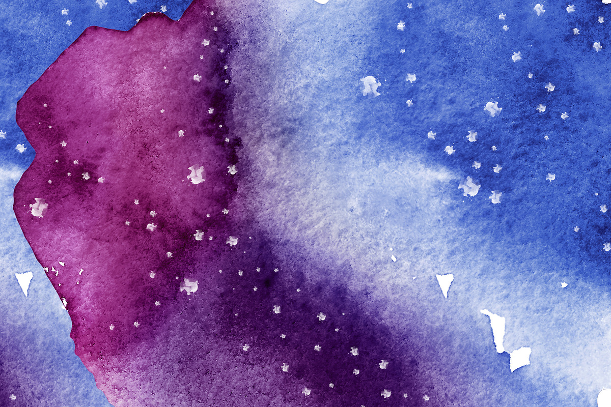 Watercolor galaxy splashes clipart, an Illustration by PassionPNGcreation