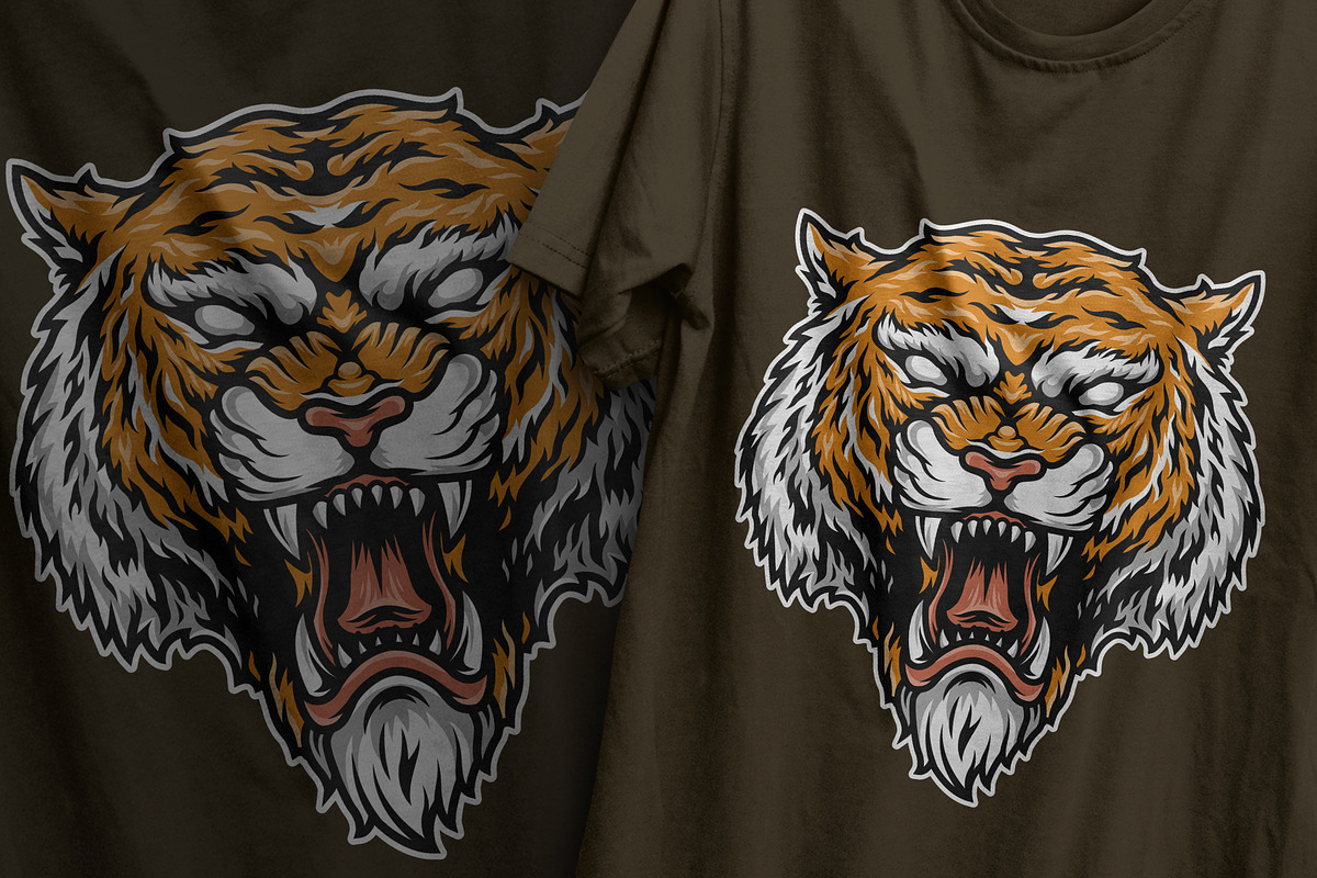 Vintage Angry Tiger Head Design, an Animal Illustration by DGIM studio