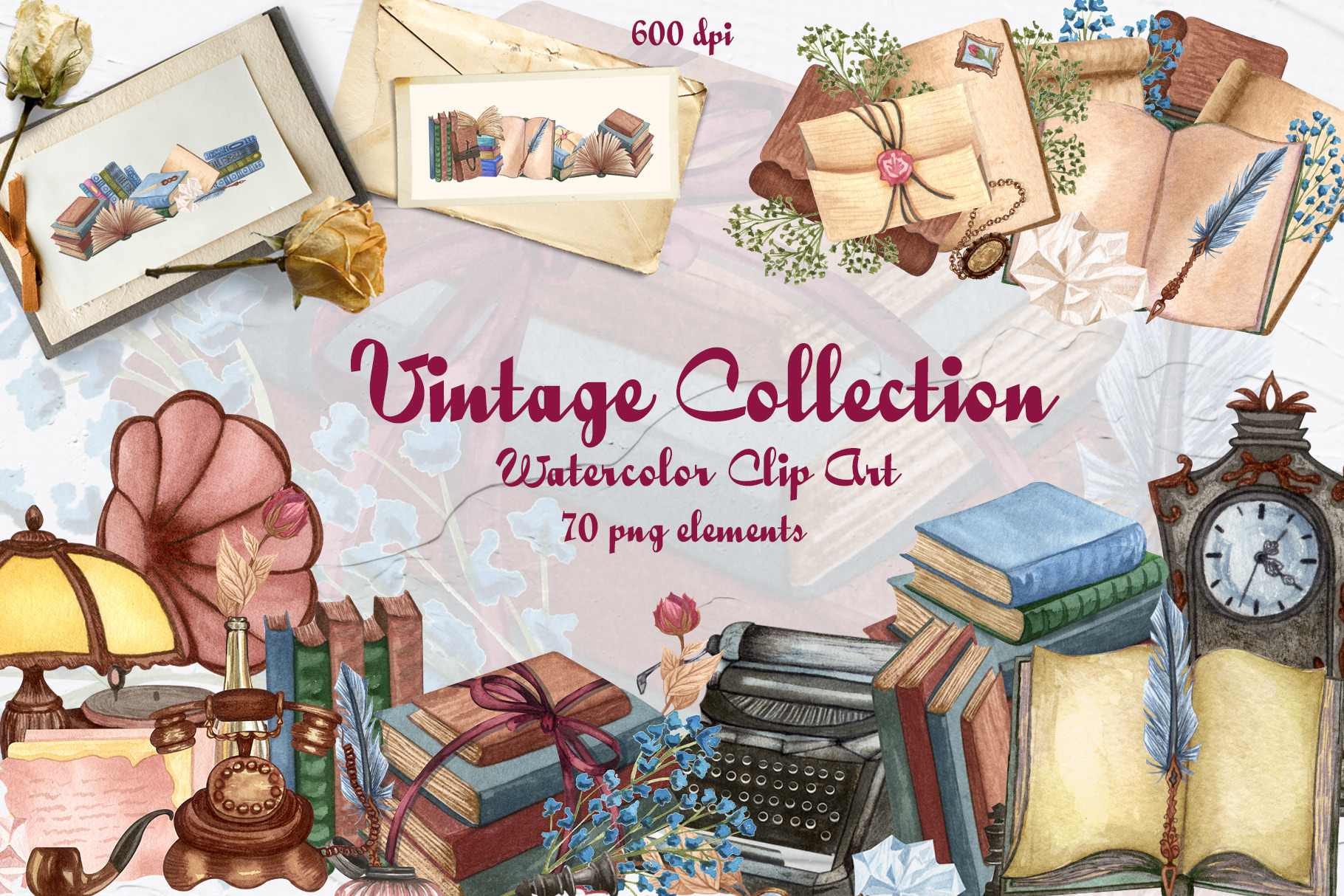 Vintage Watercolor Set, an Education Illustration by BarvArt