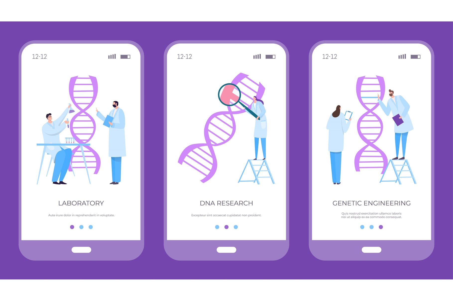 Scientist exploring human dna genome, a Healthcare Illustration by ...