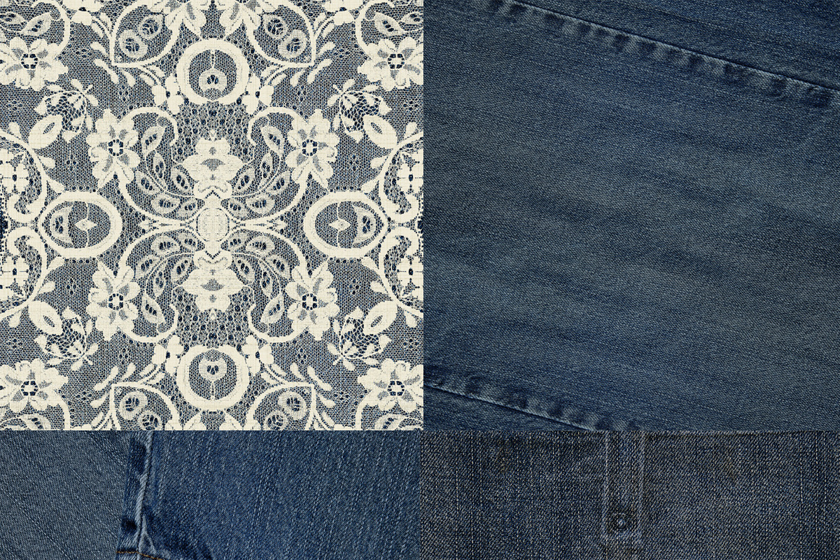Denim & Lace Mega Digital Paper 18, a Pattern Graphic by Captured and ...