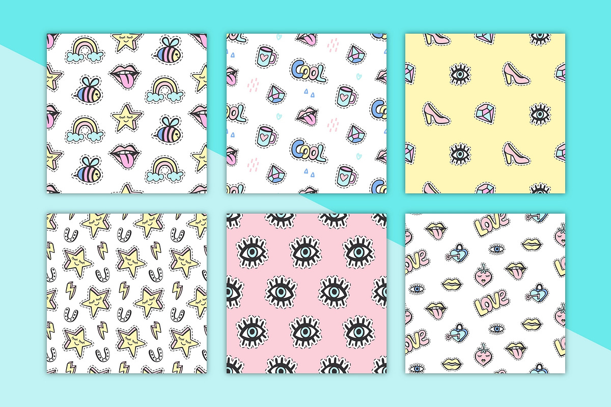 31 Trendy 80s Patches + 25 Patterns, an Illustration by Katrinelly