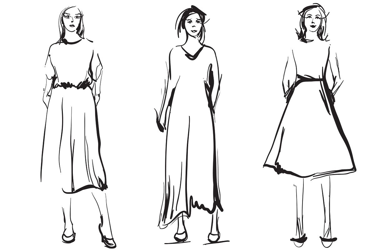 Fashion models sketch, an Illustration by Sketching | Creative Market