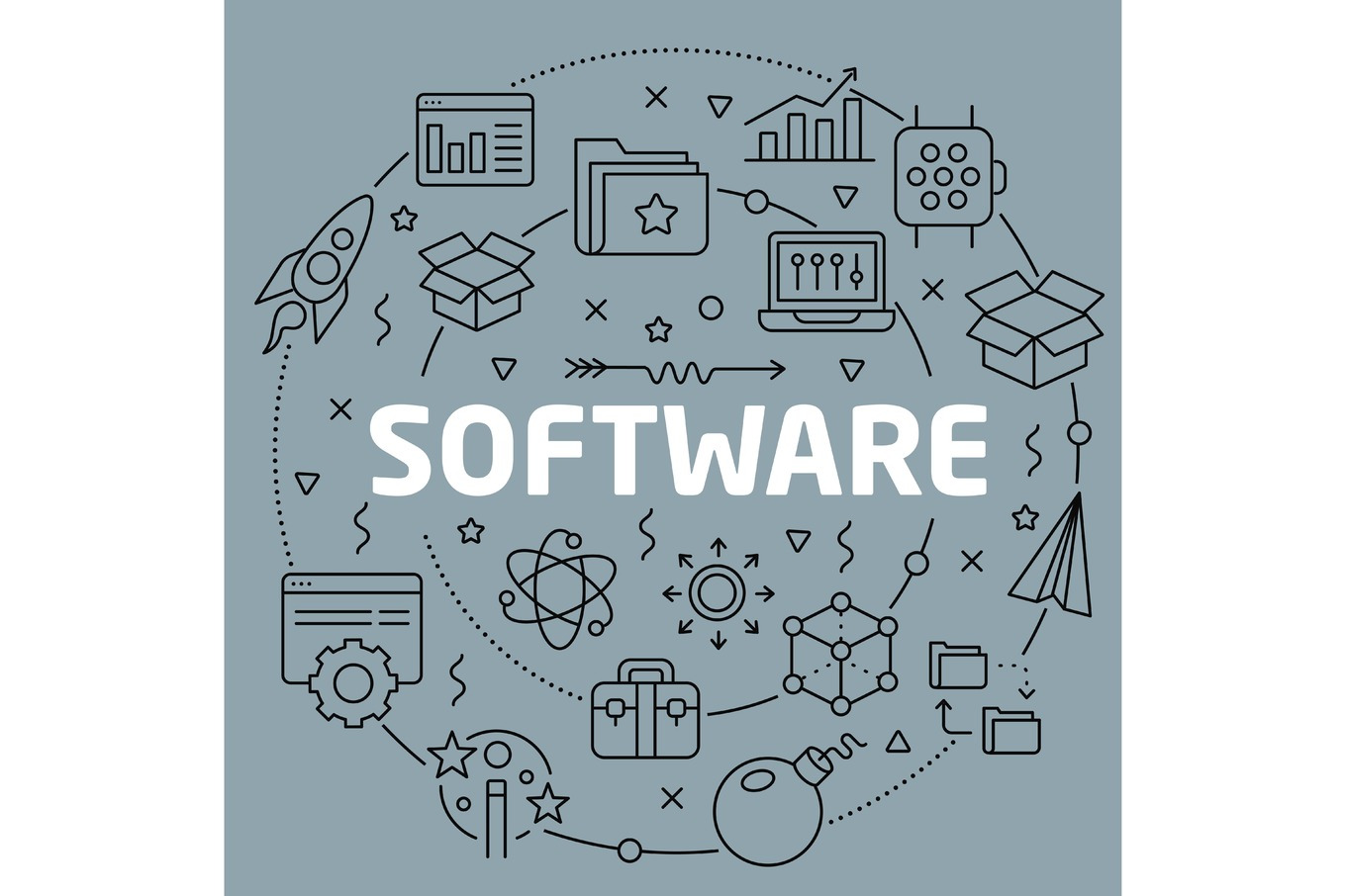 Linear illustration software, a Presentation Template by ToozDesign