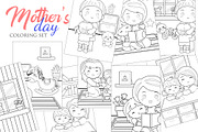 Kids Love Mothers Day Coloring Set, a Decorative Illustration by ...