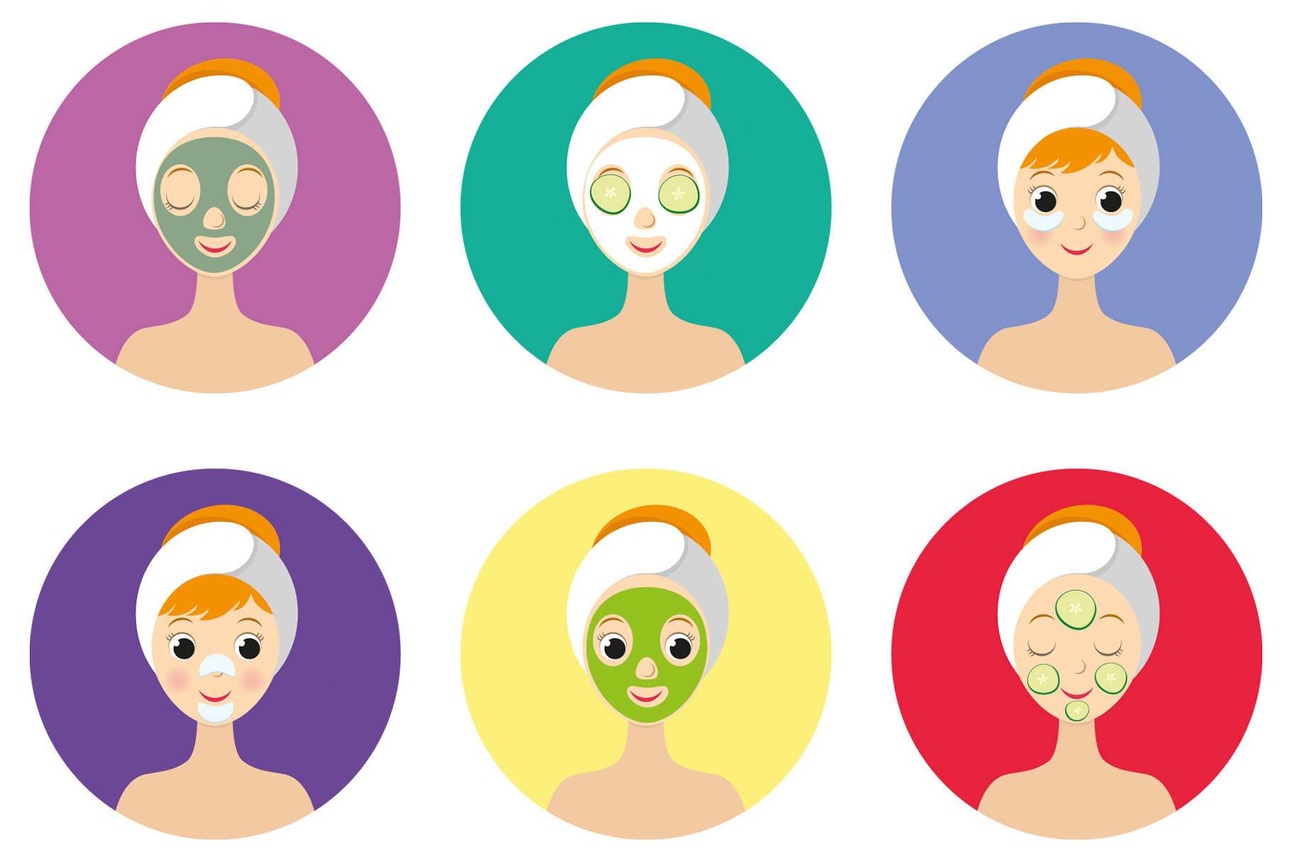 types of facial masks and skin care, a Healthcare Illustration by UltraShop