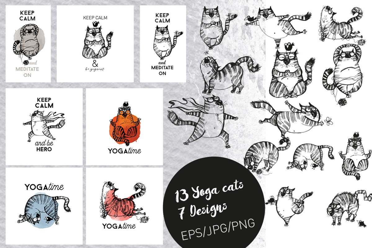 funny yoga cats, an Illustration by Tatiana Davidova