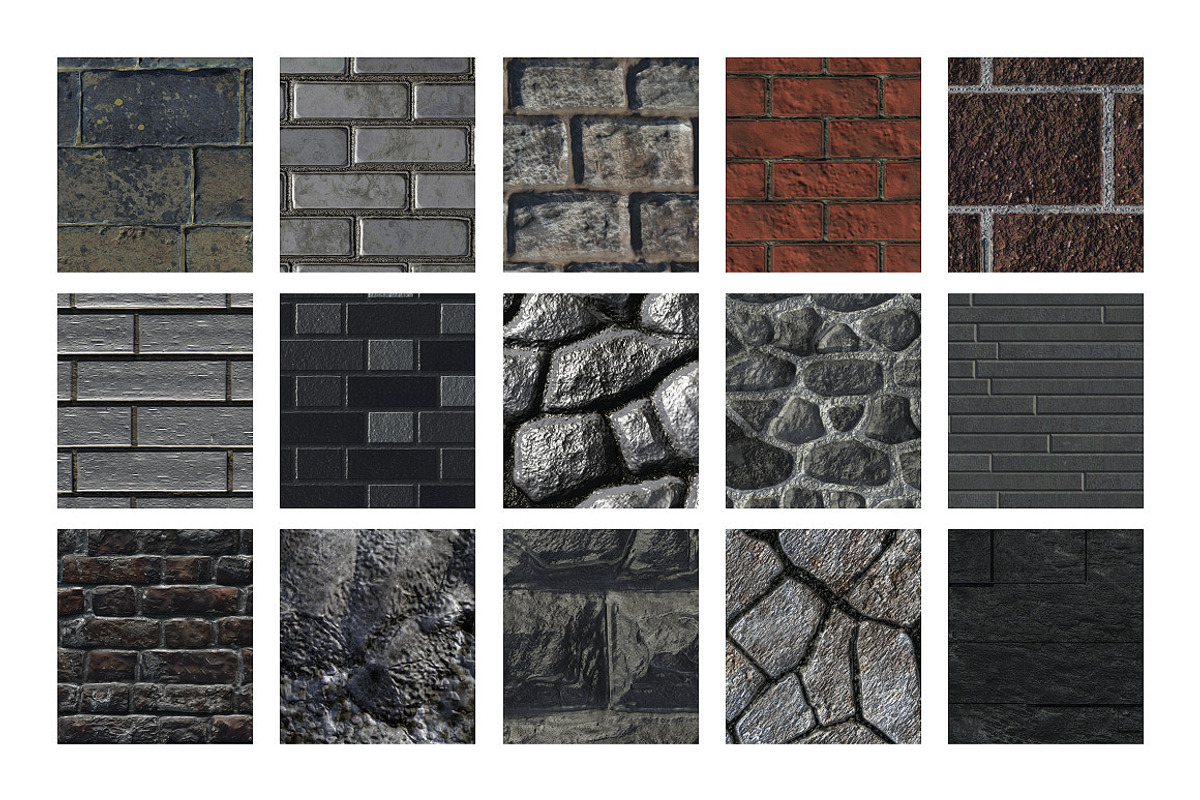Seamless Stone & Brick Patterns, a Pattern Graphic by DesignerCandies