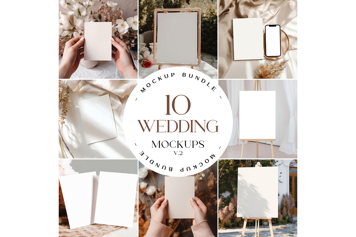 Wedding Invitation Mockup Bundle, a Product Mockup by TatiMockup