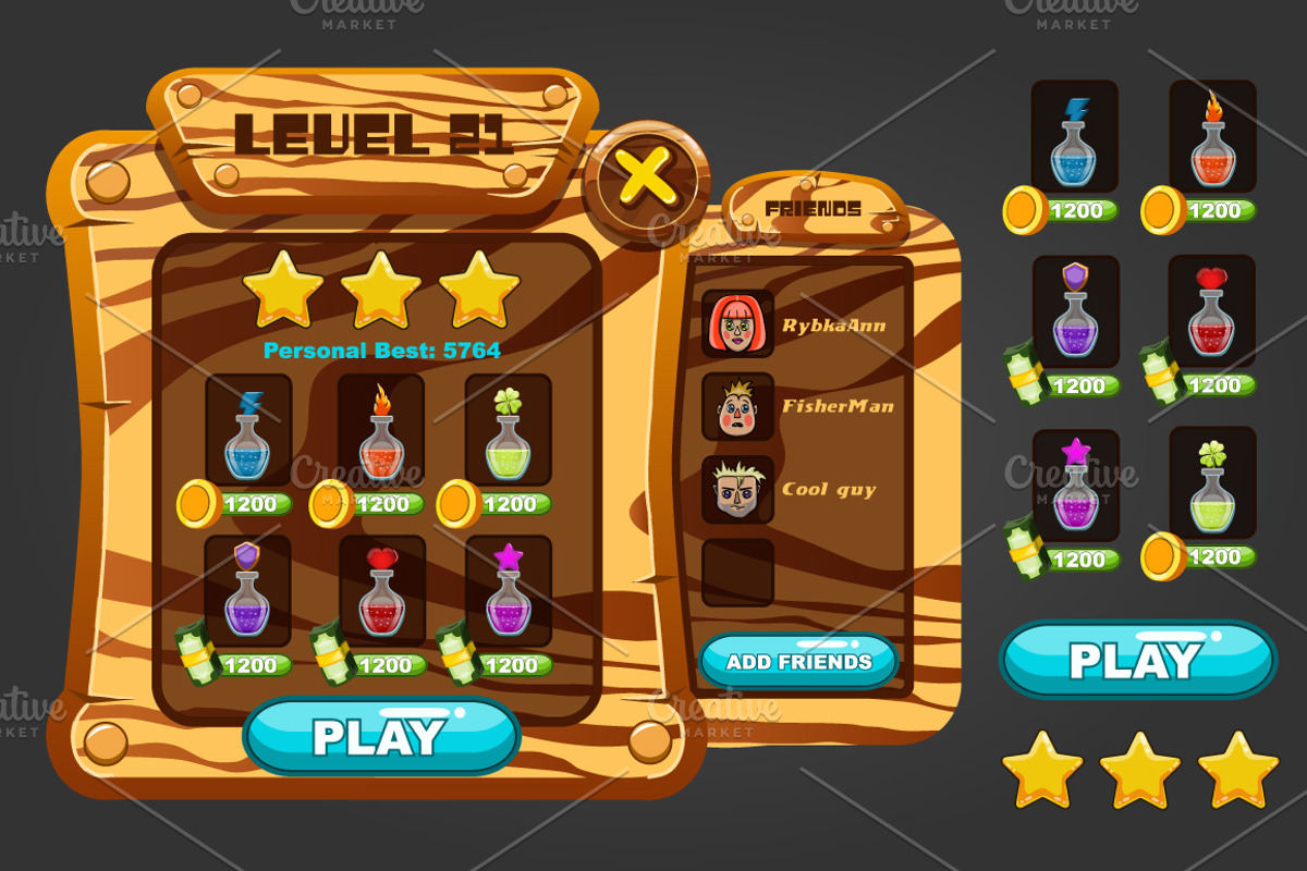 Wooden windows user interface, a Templates & Theme by RybakovaAnn